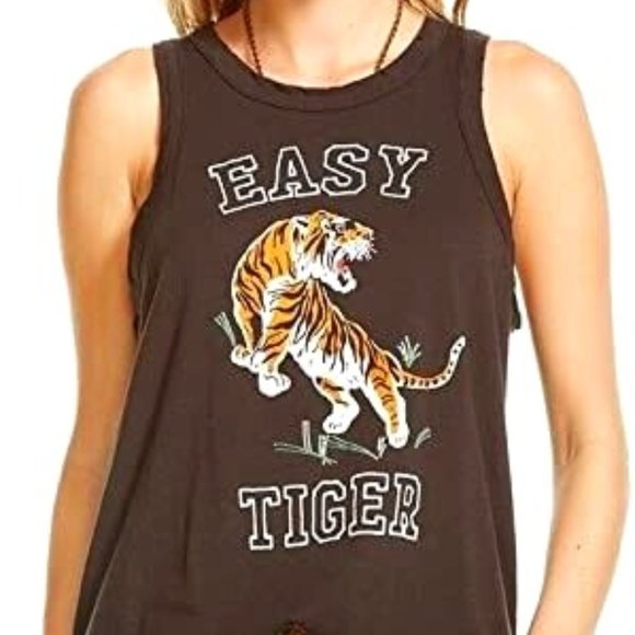 Chaser | Tops | Chaser Ms Size Large Black Easy Tiger Distressed Trim ...